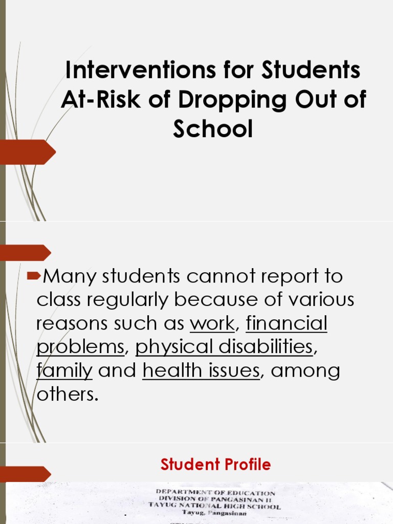 Interventions For Students At-Risk of Dropping Out of School | PDF