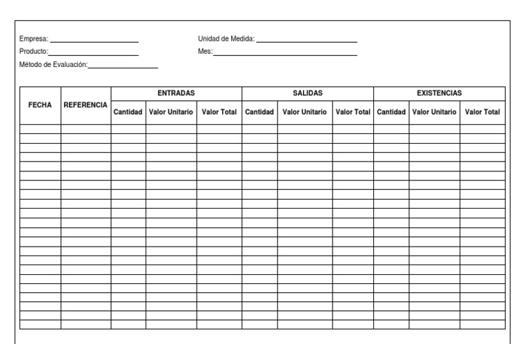 FORMATOS DE CONTABILIDAD DE INVENTARIOS DE PRODUCTOS UEPS Y PEPS