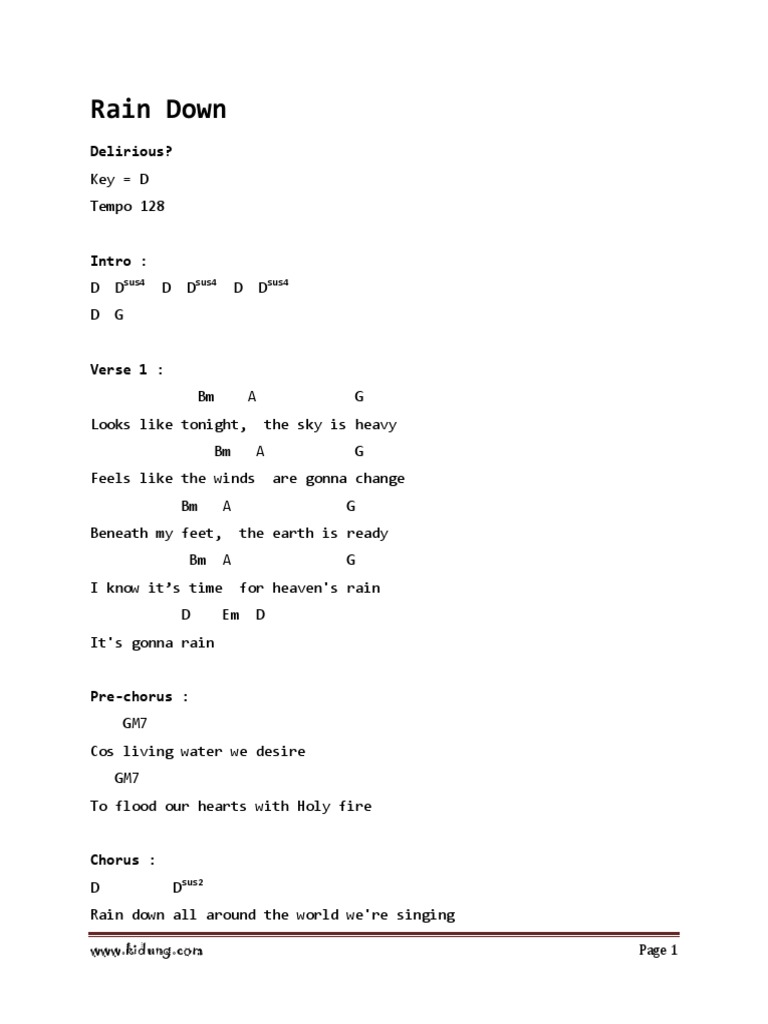 Rain Down Lyrics and Chords | PDF