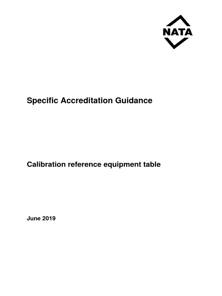 NATA Calibration Reference Equipment Table | PDF | Calibration ...
