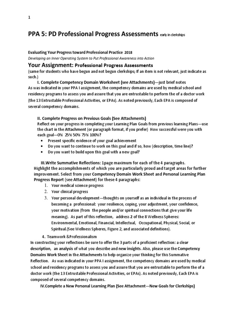 PPA 5: PD Professional Progress Assessments: Your Assignment | PDF ...