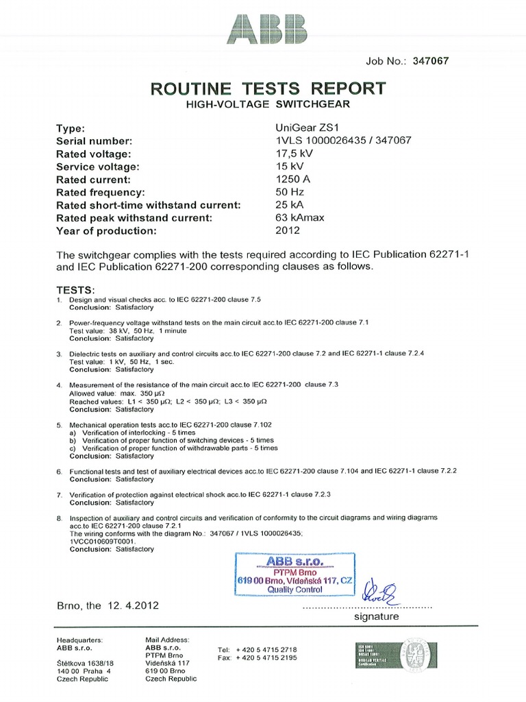 1 Routine Test Reports | PDF | Transformer | Power Engineering