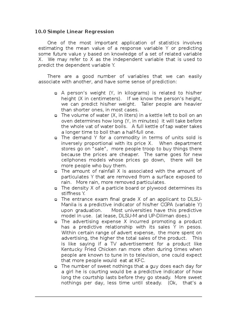 Simple Linear Regression | PDF | Errors And Residuals | Correlation And Dependence
