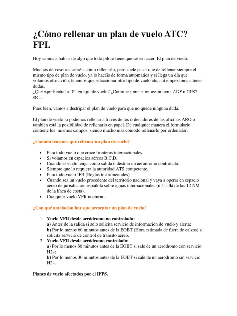 Plan de Vuelo Como Llena | PDF | Reglas de vuelo por instrumentos ...