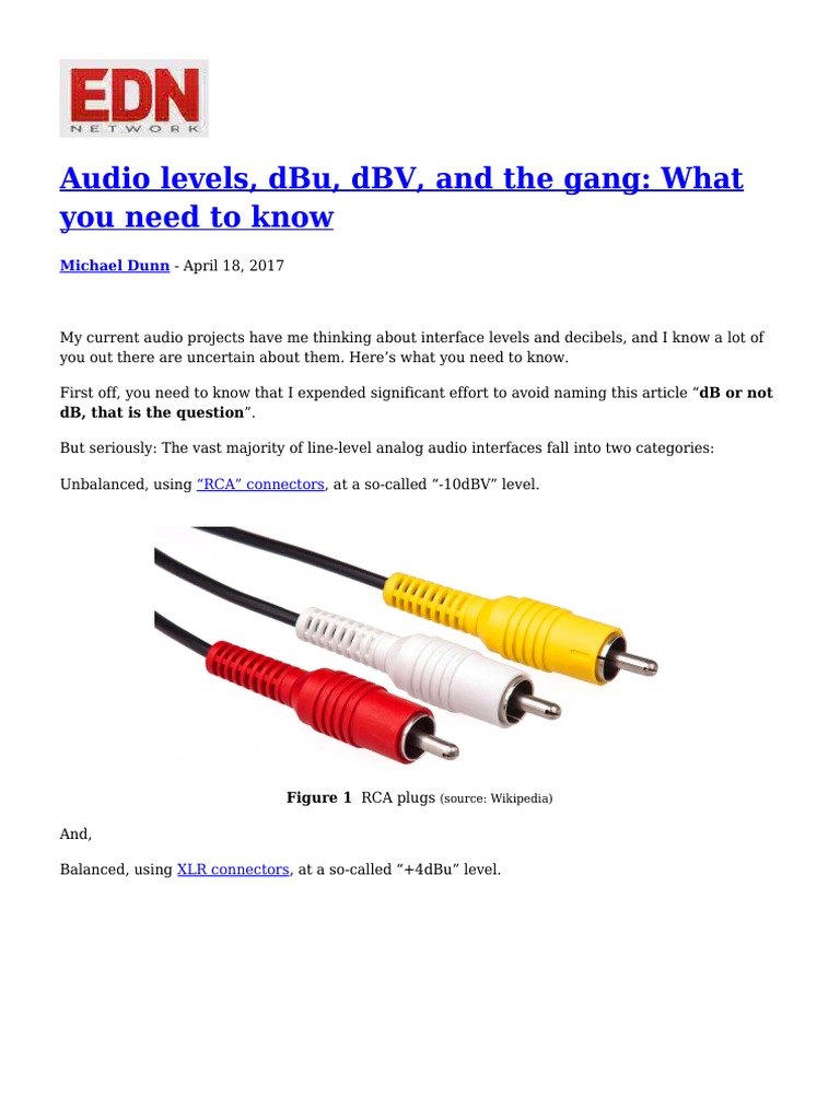 Audio Levels DBu DBV and The Gang What You Need To Know | PDF | Decibel ...