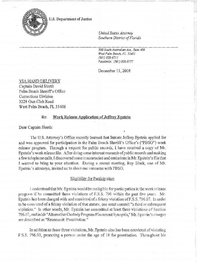 Federal Prosecutor Marie Villafana's Letter To The Sheriff's Office | PDF