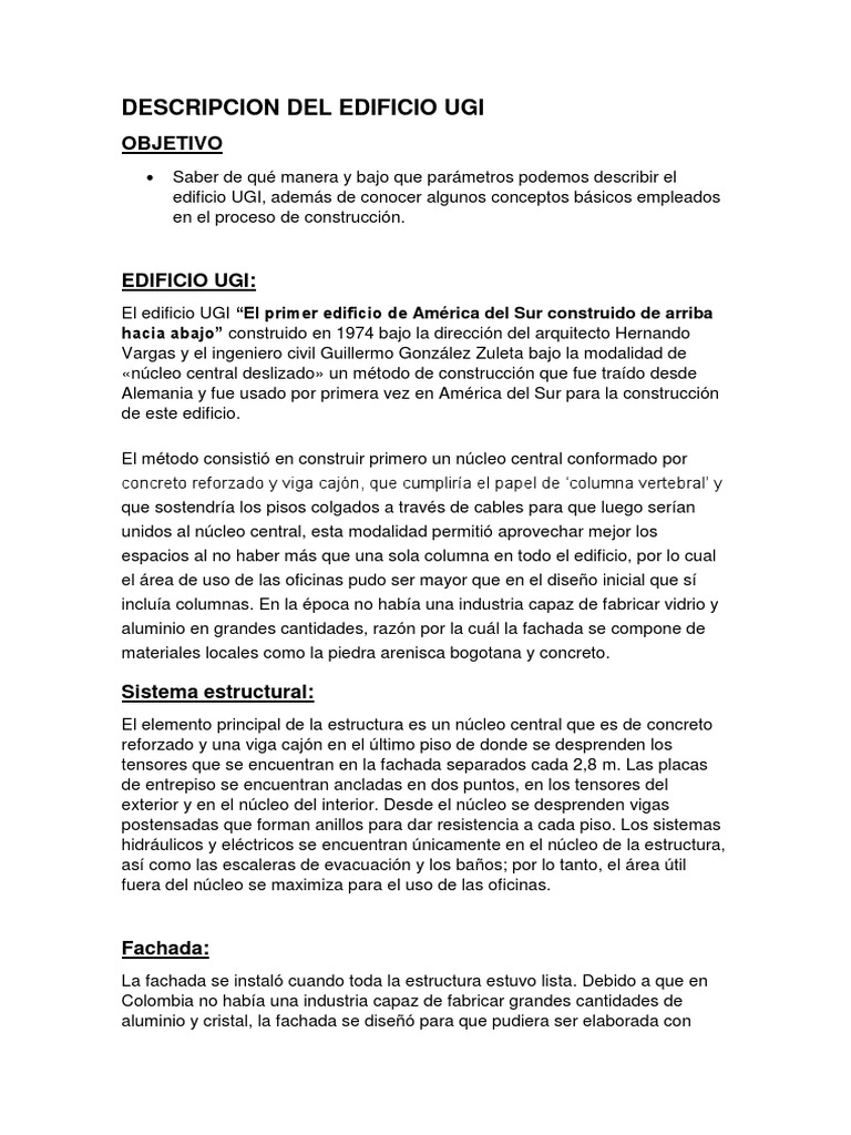 Descripcion Del Edificio Ugi2 | PDF | Hormigón | Aluminio