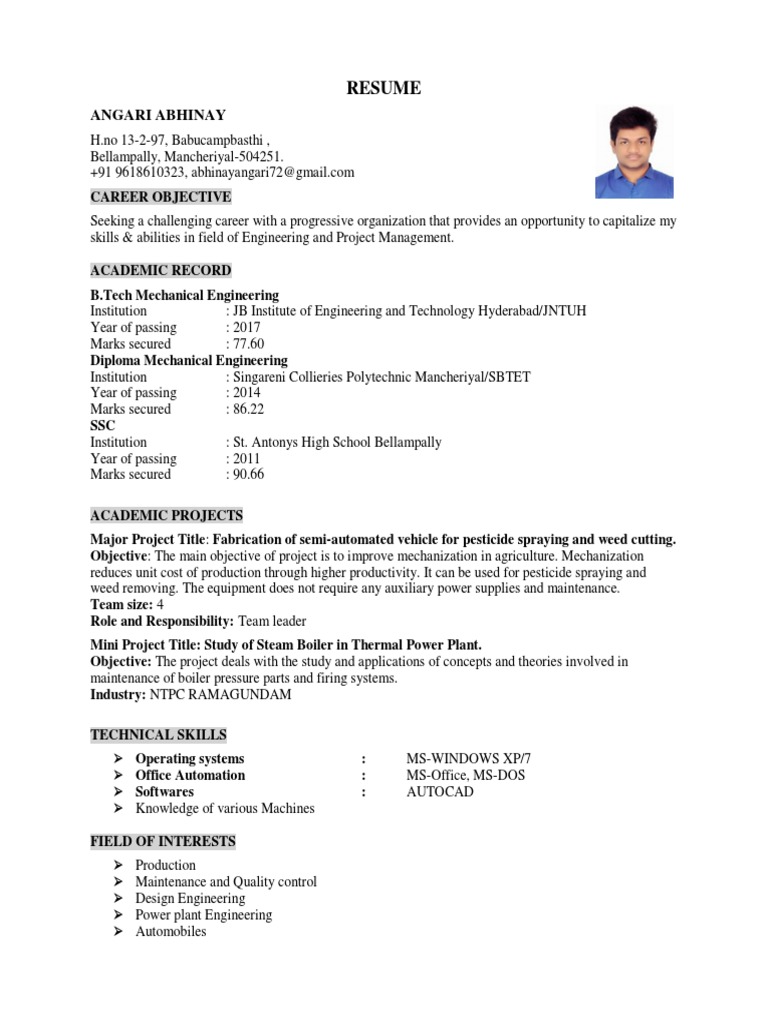 Abhinay Resume | PDF | Boiler | Engineering