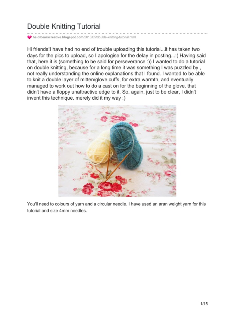 Double Knitting Tutorial PDF | PDF | Knitting | Yarn