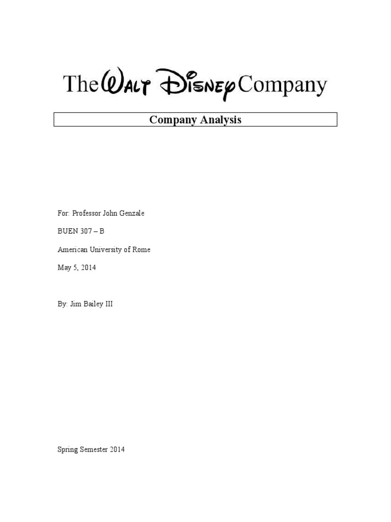 The Walt Disney Company Company Analysis | PDF | The Walt Disney ...