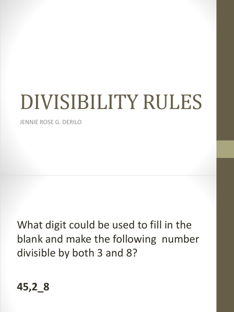 Rules for Divisibility: A Guide to Determining if Numbers are Divisible by Common Factors | PDF ...
