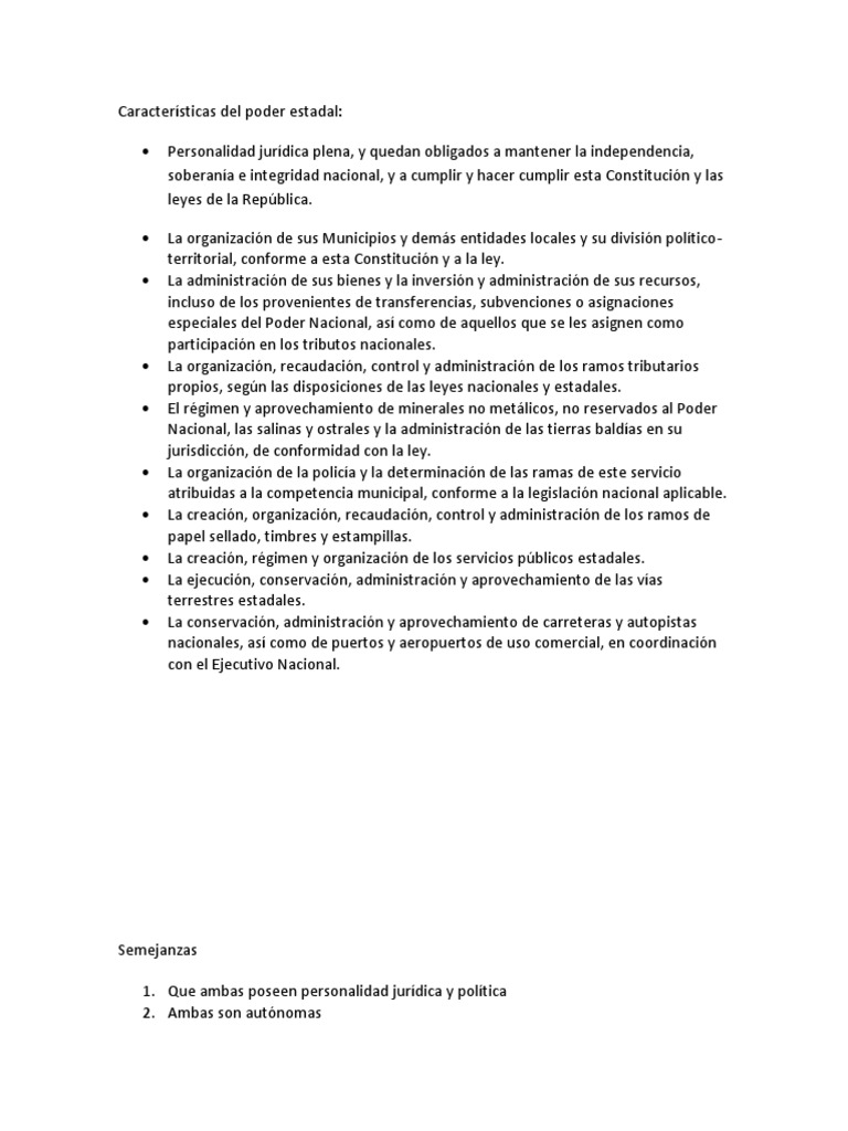 Características Del Poder Estadal | PDF | Estado (política) | Constitución