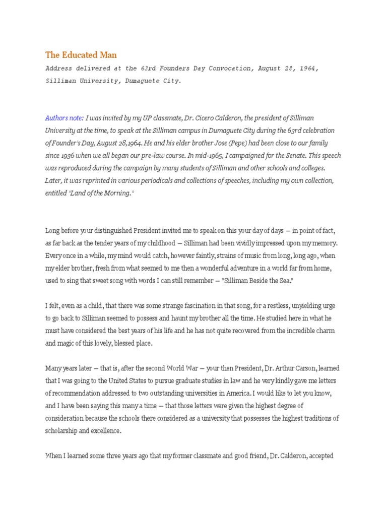 The Educated Man | PDF | Mind