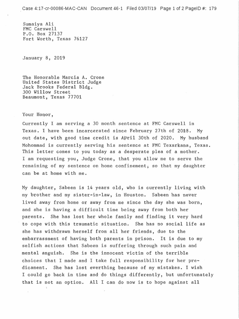 Sumaiya Ali Case Letter To Judge | PDF | Misconduct | Justice