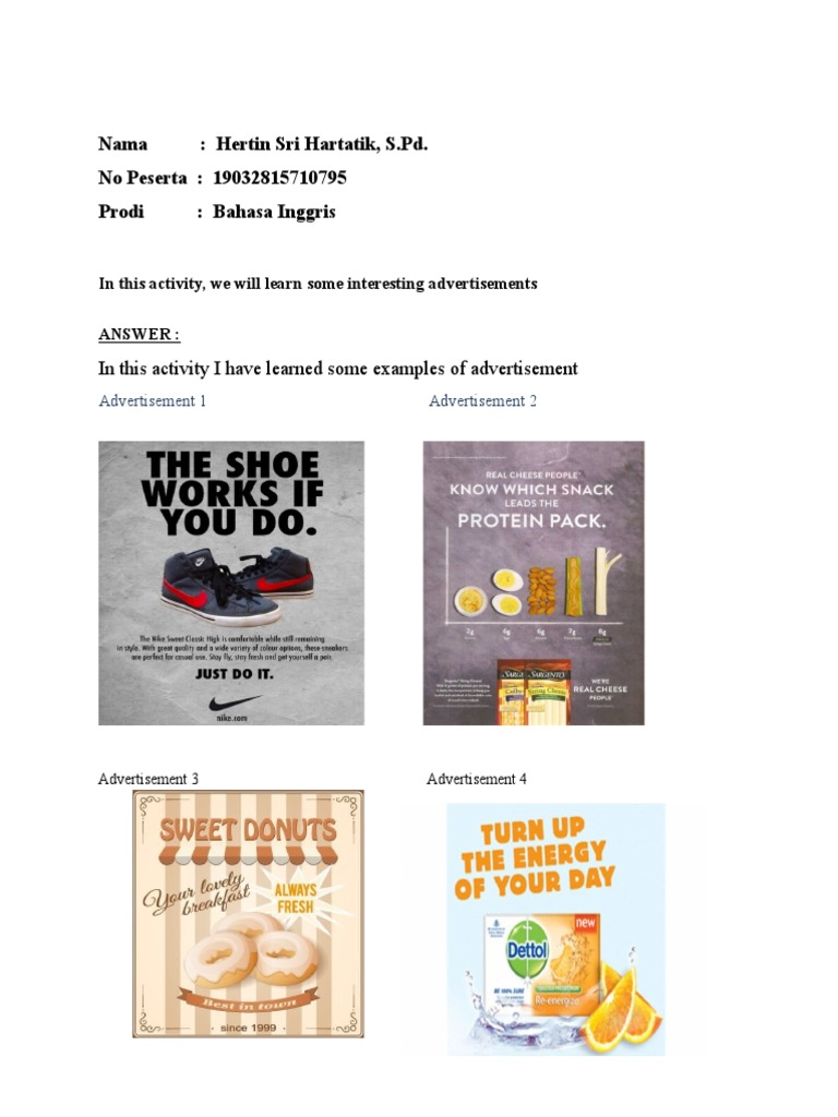 Analysing Advertisement M4 LA 3HERTIN | PDF | Food And Drink | Foods