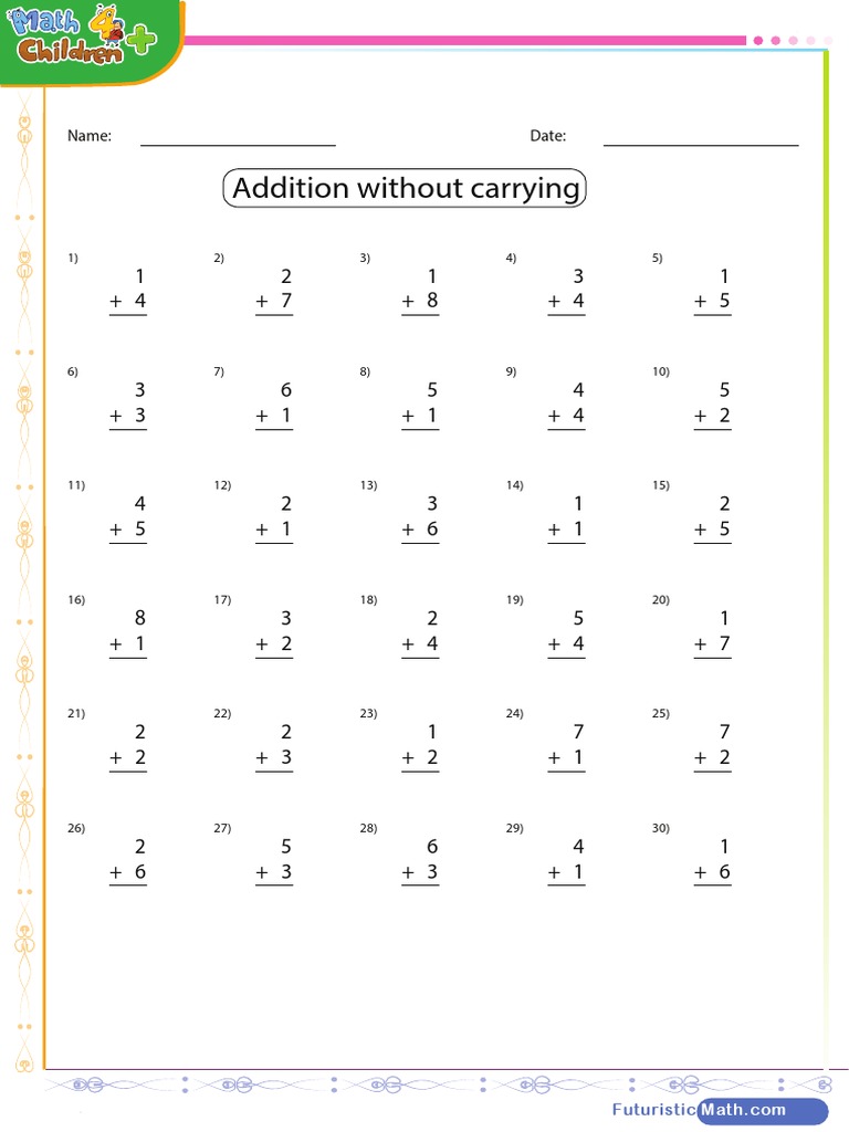 Addition Without Carrying: Name: Date | PDF