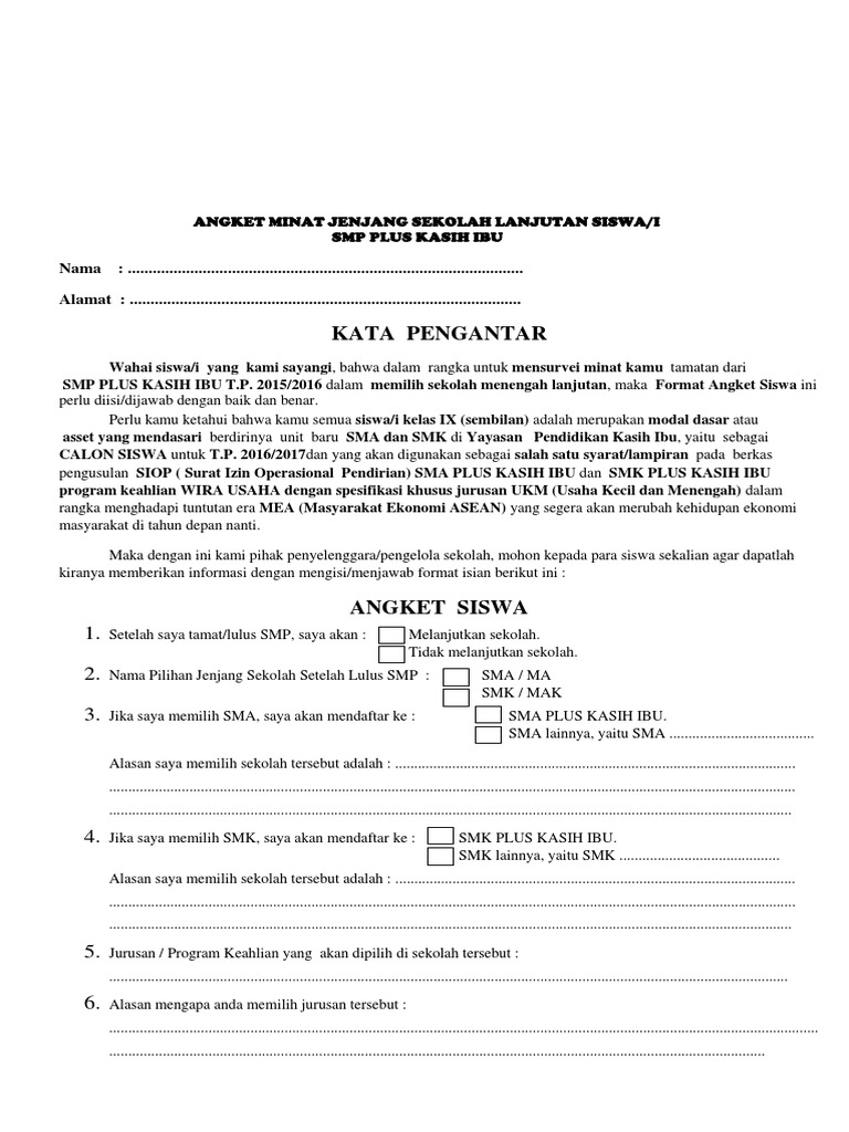 Angket Siswa | PDF