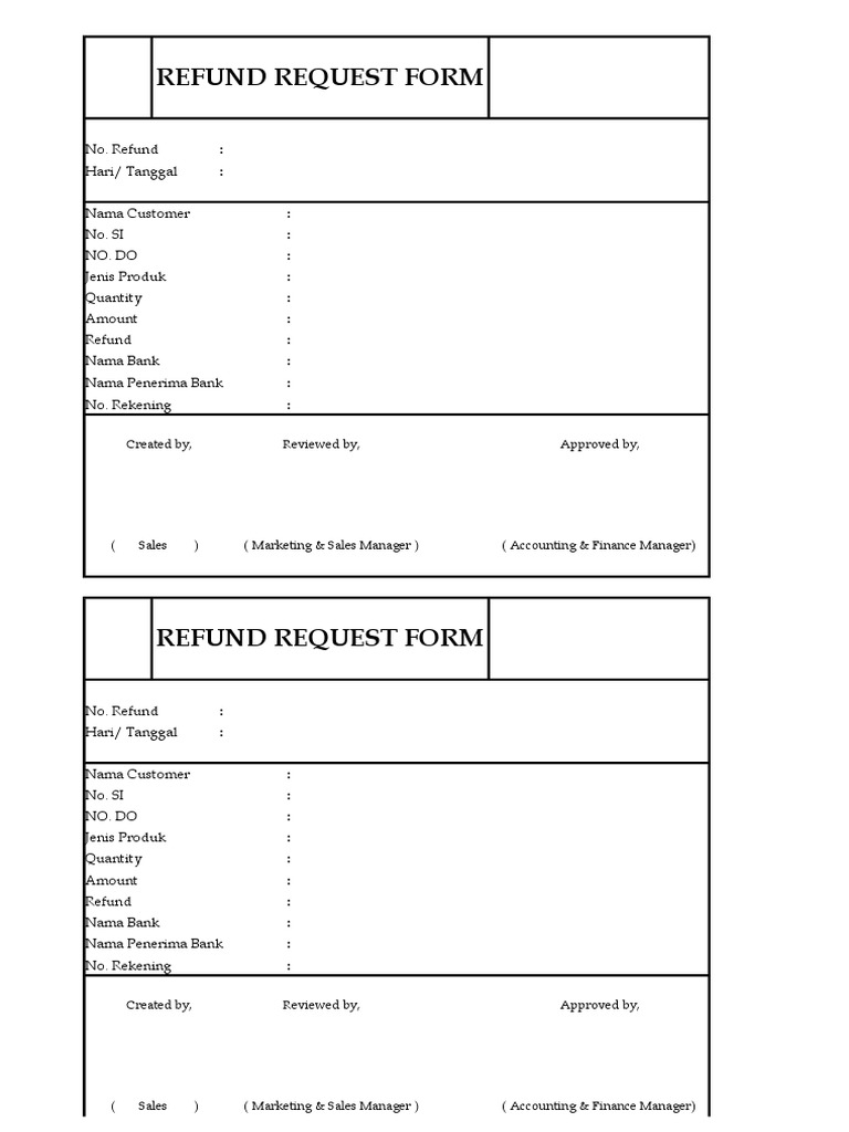Refund Request Form Template | PDF