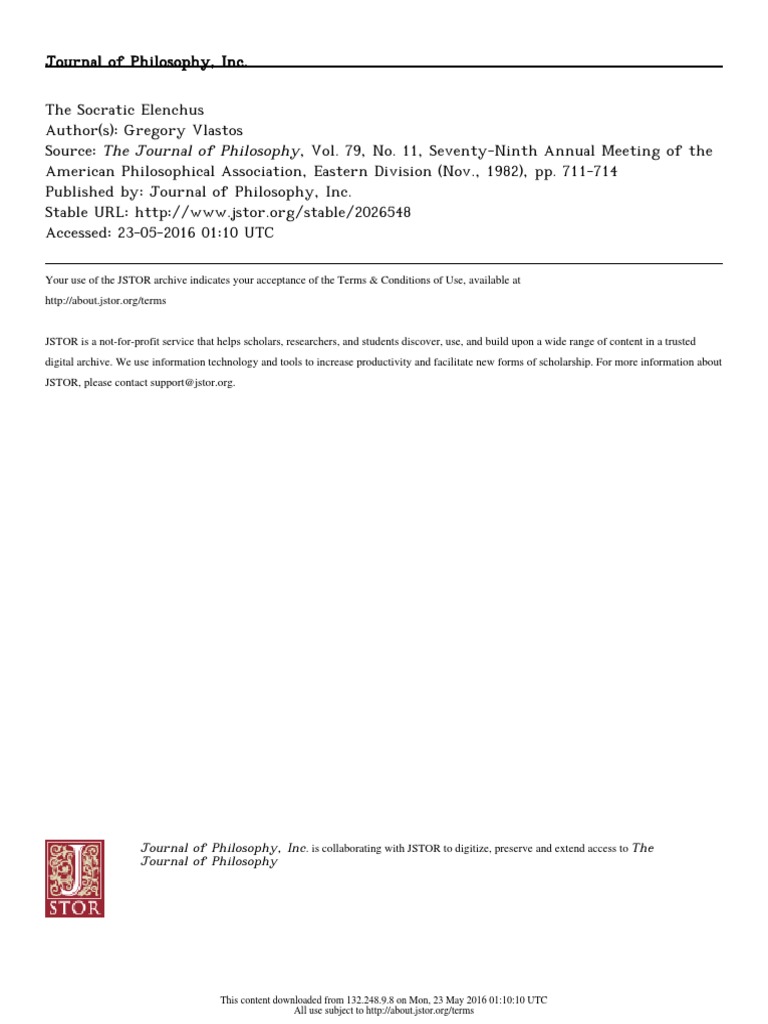 Understanding the Socratic Elenchus | PDF | Argument | Socrates