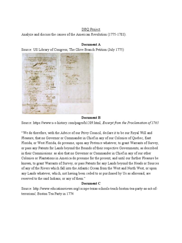DBQ Project | PDF | American Revolution | Thirteen Colonies