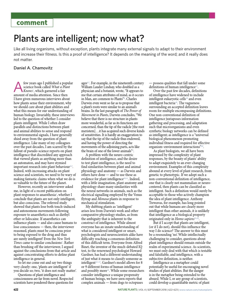 Plants Are Intelligent Now What? | PDF | Intelligence | Consciousness