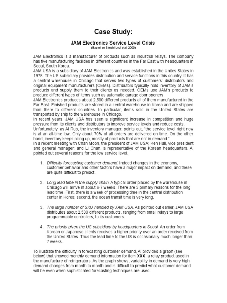 JAM Electronics Warm-Up Case Study Inventory Management | PDF ...