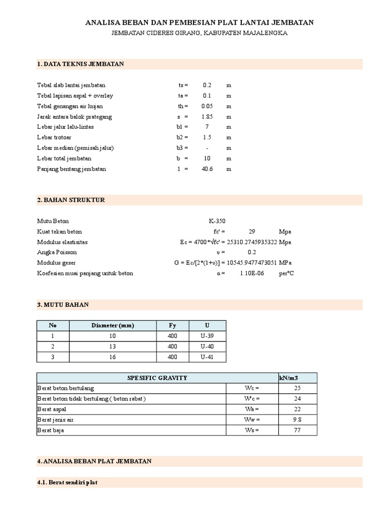 Analisa Pembesian Plat Lantai Jembatan | PDF | Metode & Bahan Ajar | Sains & Matematika