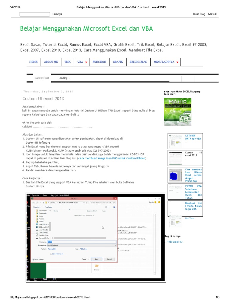Belajar Menggunakan Microsoft Excel Dan VBA - Custom UI Excel 2013 | PDF