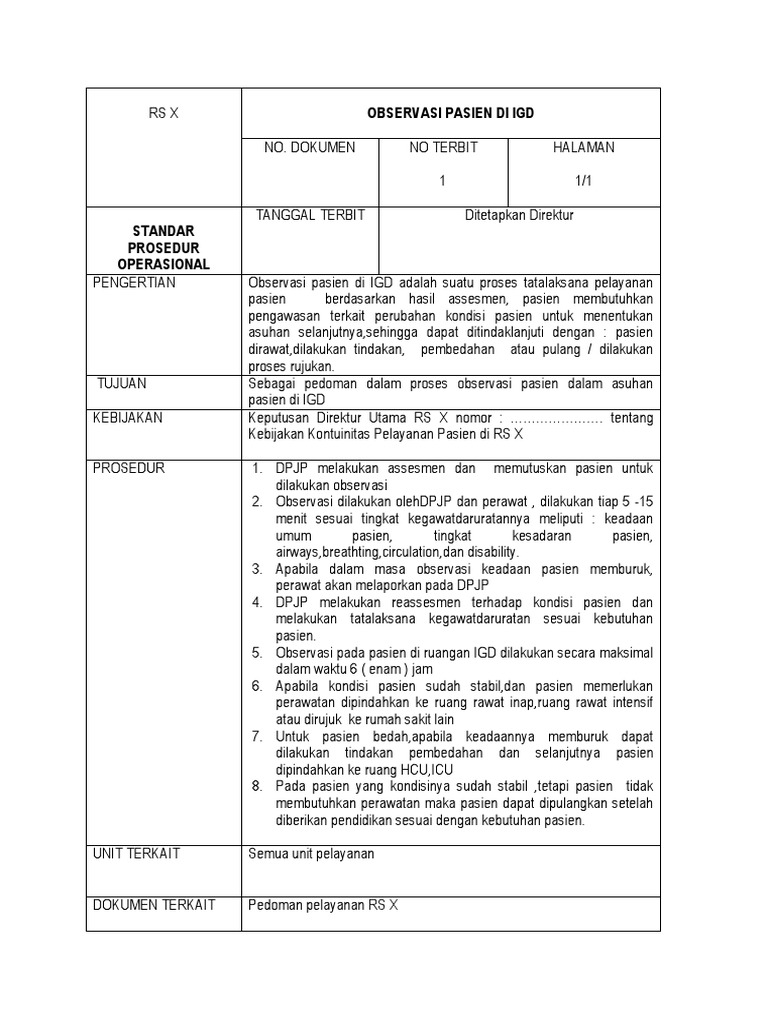 Spo Observasi Pasien Igd | PDF
