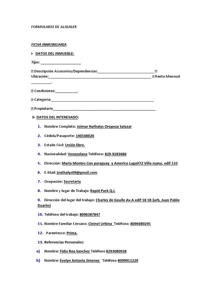 Ficha Inmobiliaria: I-Datos Del Inmueble | PDF | Business