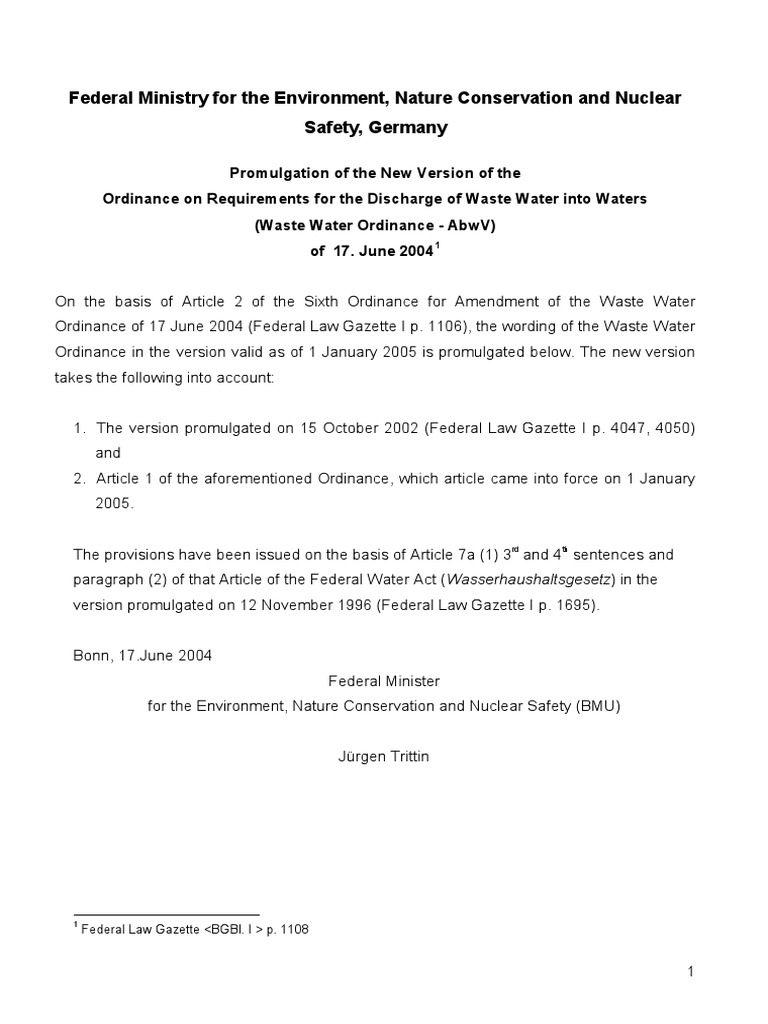 Germany's Waste Water Ordinance Update | PDF | Titration | Chemistry