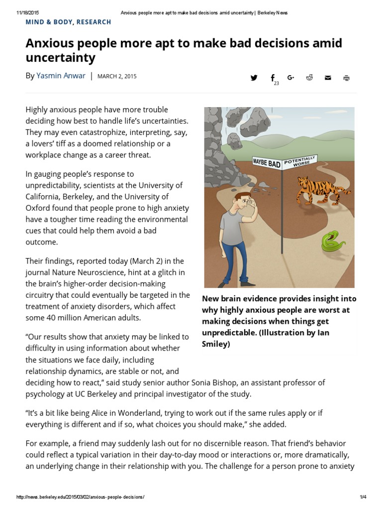 Anxiety and Unpredictability: New Brain Evidence Explains Why Highly ...