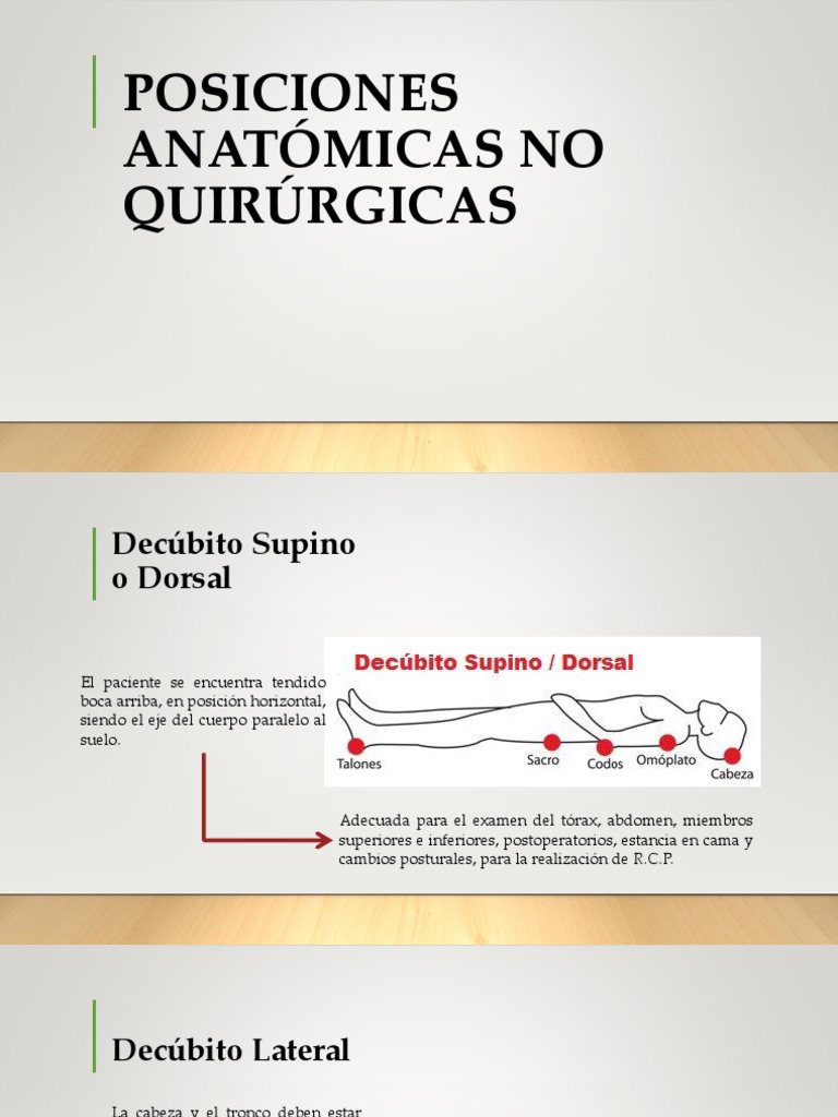 Posiciones Anatómicas Quirúrgicas y No Quirúrgicas | PDF | Términos ...