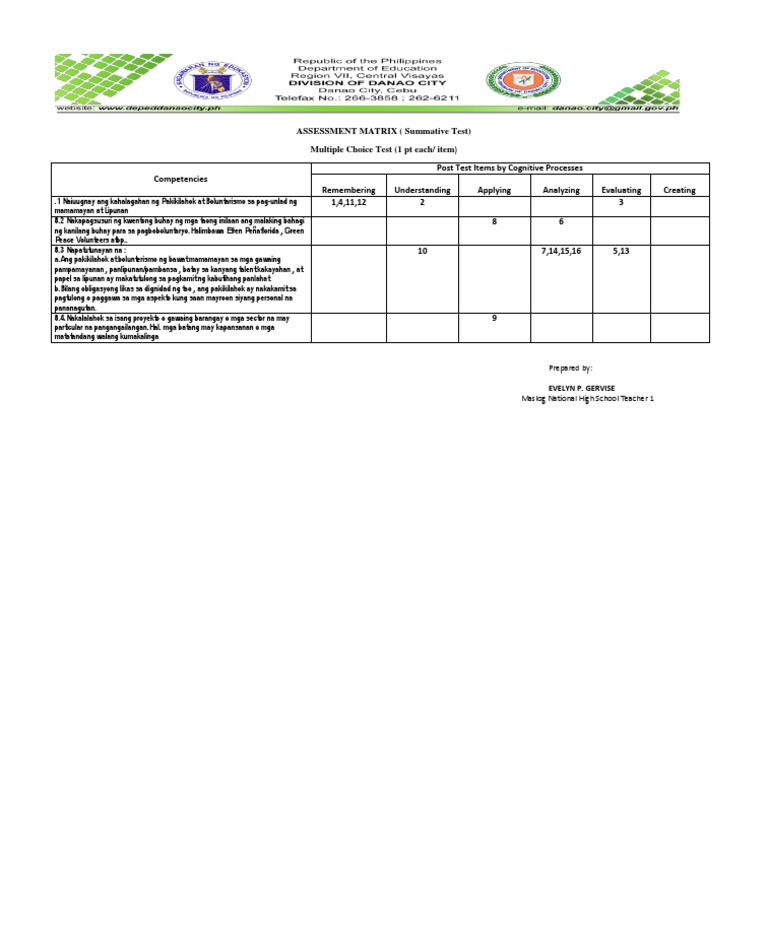 Assessment Matrix | PDF