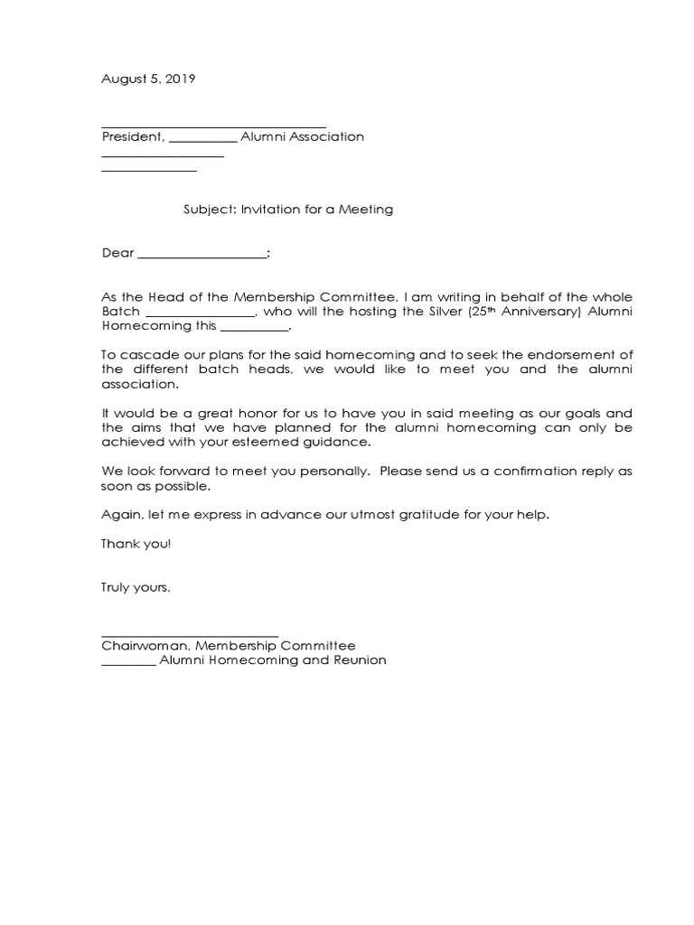 Letter of Invitation For Meeting-Sample | PDF