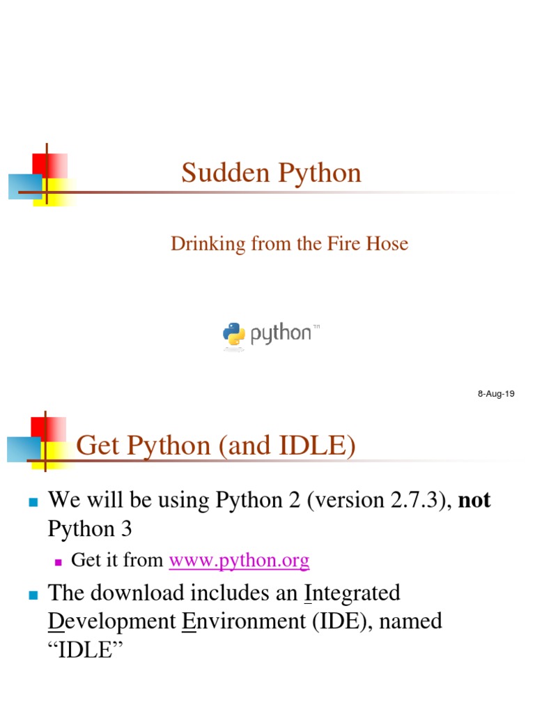 Sudden Python: Drinking From The Fire Hose | PDF | Parameter (Computer ...