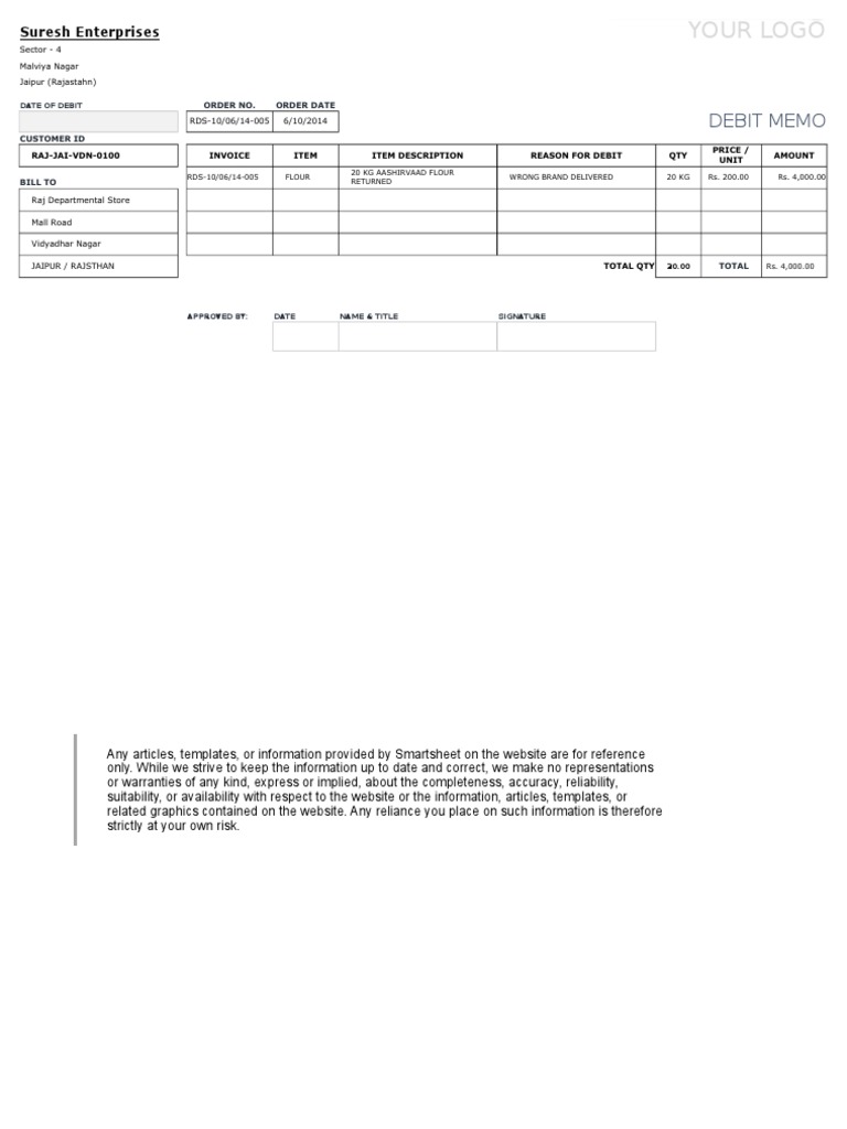 Debit Memo: Suresh Enterprises | PDF
