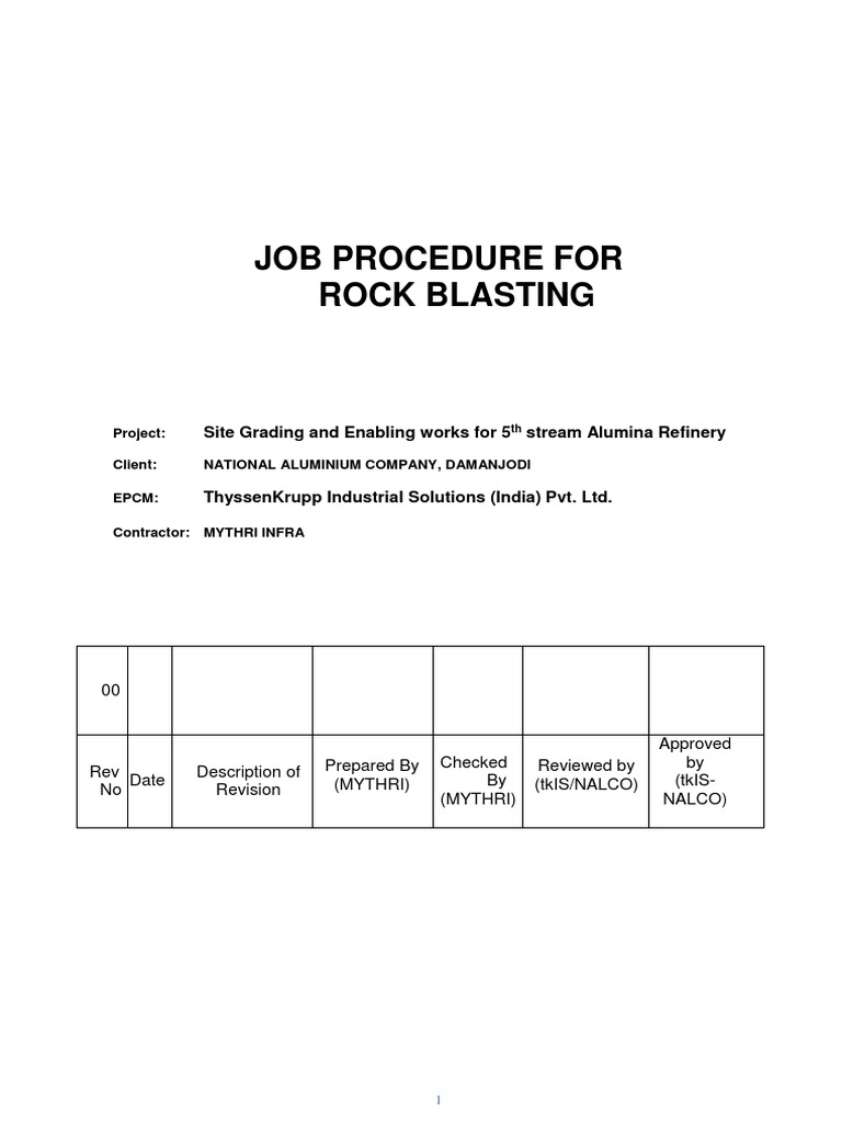 Job Procedure For Rock Blasting: Site Grading and Enabling Works For 5 ...