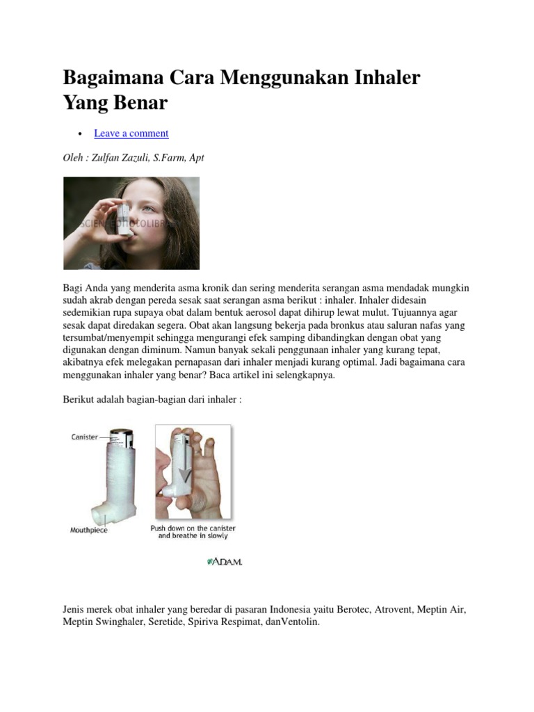 Bagaimana Cara Menggunakan Inhaler Yang Tepat | PDF