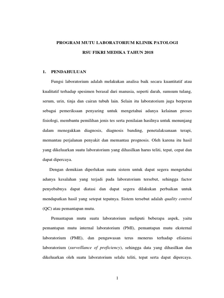 Program Mutu Laboratorium | PDF
