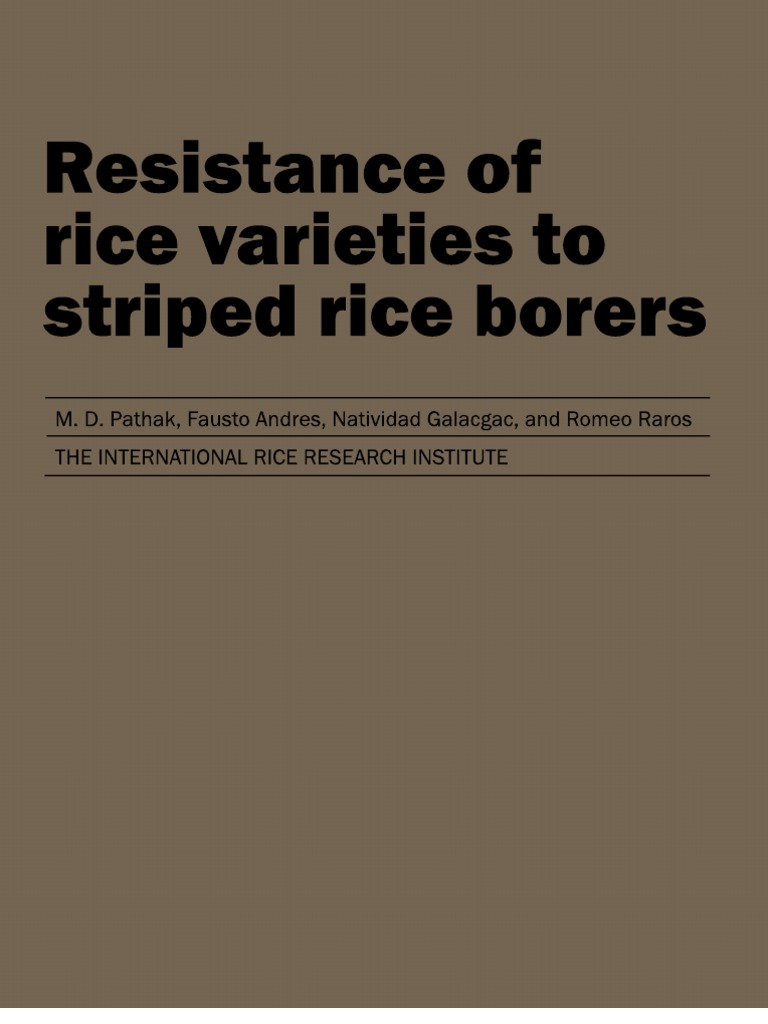 Resistance of Rice Varieties To Striped Rice Borers (TB11) | PDF | Rice ...