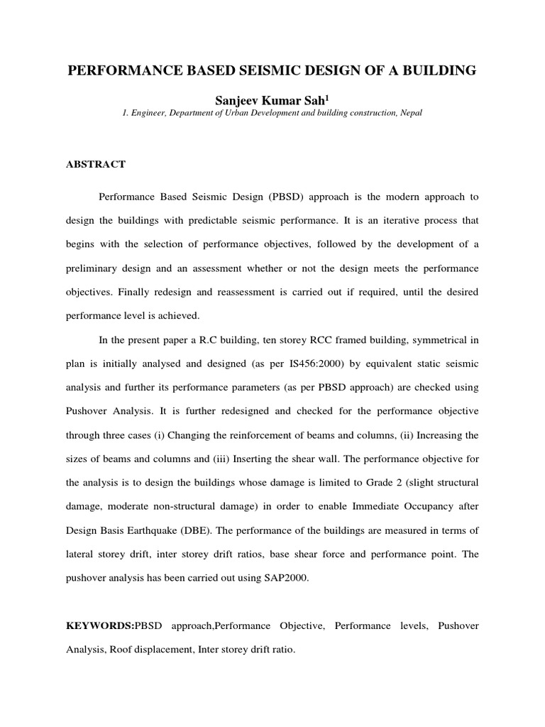 Performance Base Seismic Design of Building | PDF | Beam (Structure ...