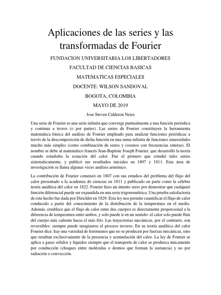 Aplicaciones de Las Series y Las Transformadas de Fourier | PDF | Series de Fourier ...