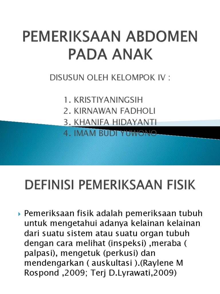 Pemeriksaan Fisik Abdomen Anak | PDF
