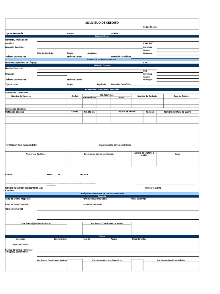 Plantilla de Solicitud de Crédito | PDF | Bancos | Economias