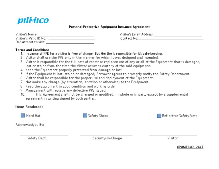 PPE Insurance Agreement for Visitors | PDF | Law | Computers