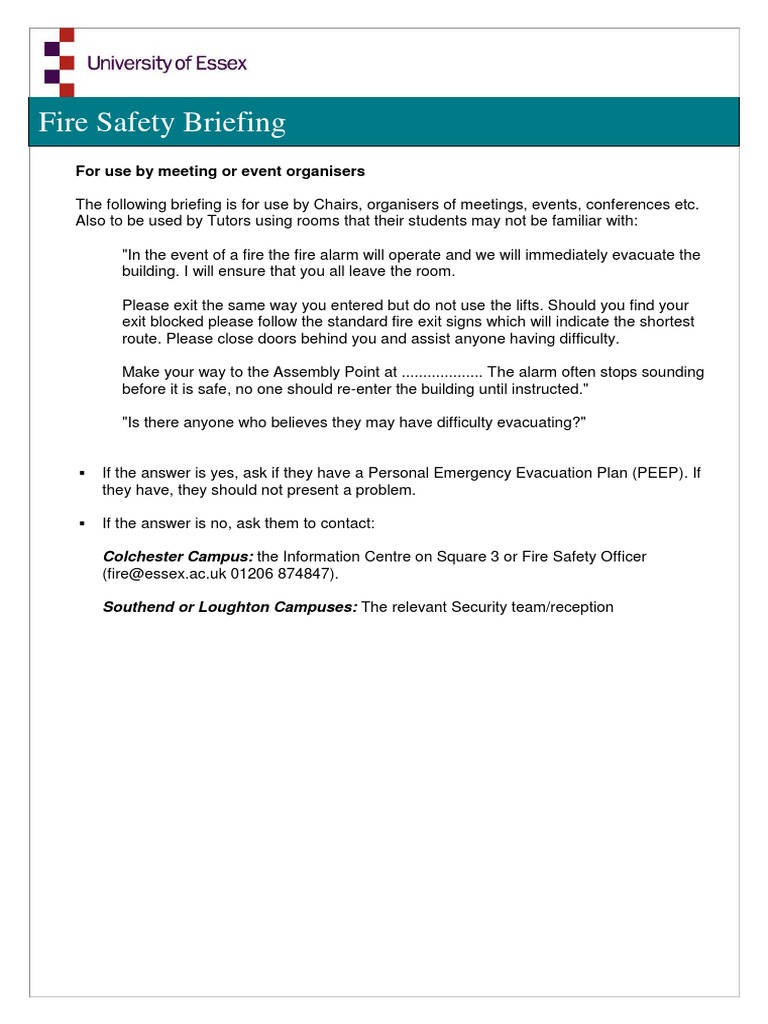 Fire Safety Briefing | PDF