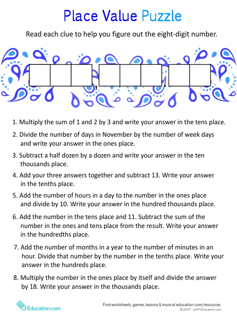 Place Value Puzzle 1 | PDF