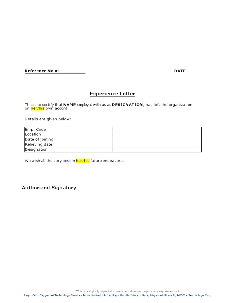 Experience Letter | PDF