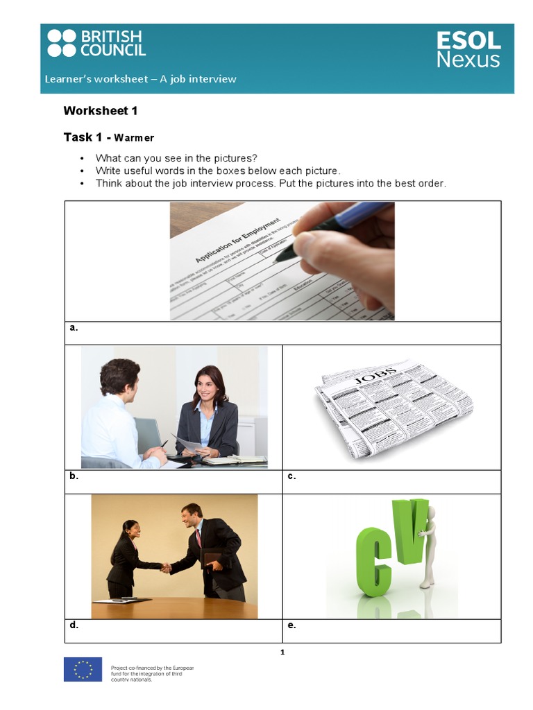 A Job Interview Learner Worksheets | PDF | Job Interview | Grammatical ...